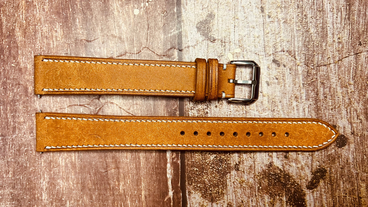 Maya Leather Watch Strap - Whisky For a galaxy 6 classic 47mm watch – VGreen