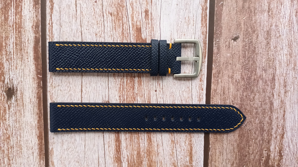 Navy Epsom Leather Strap For Citizen Nighthawk Blue Angels BJ 7007-02L ...