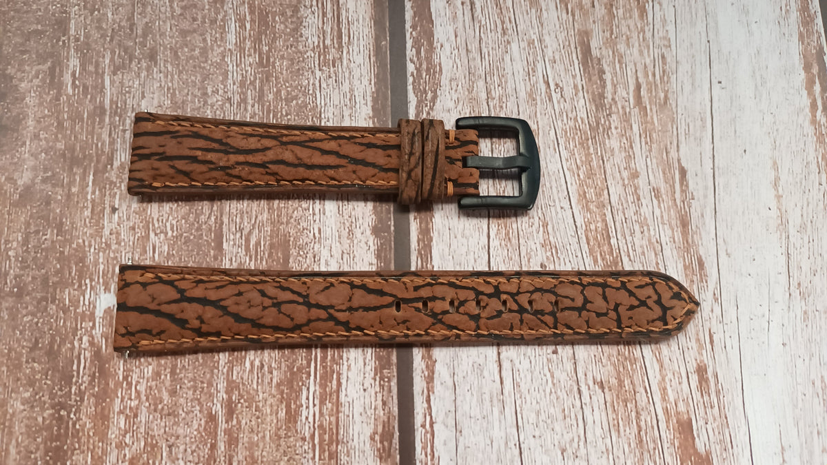 Brown Full Grain Shark Skin Leather Strap For Rado Captain Cook Watch ...