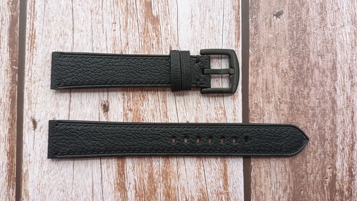 Black Alran Goat Leather Strap For Omega Seamaster Diver 300m 007 Jame ...