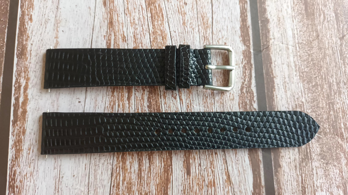 Black Full Grain Lizard Leather Strap For 70s Rolex stainless Oyster D ...