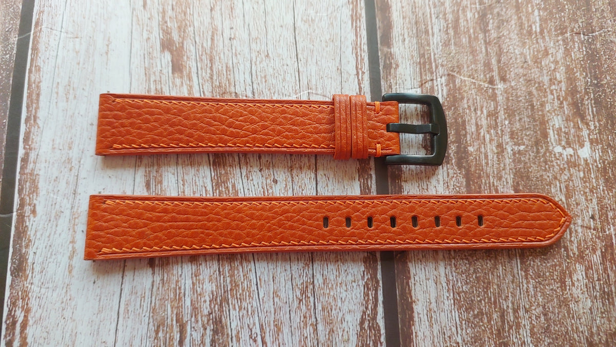 Orange Dolaro Leather Strap For Watch type Mistura Marco 20mm – VGreen