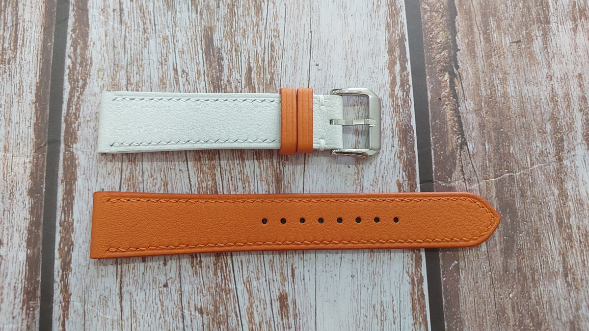 Orange/White Swift Leather Strap For Zodiac Super Sea Wolf Watch – VGreen