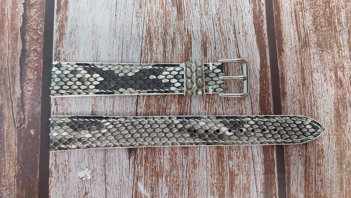 White Full Grain Snakeskin Leather Strap – VGreen