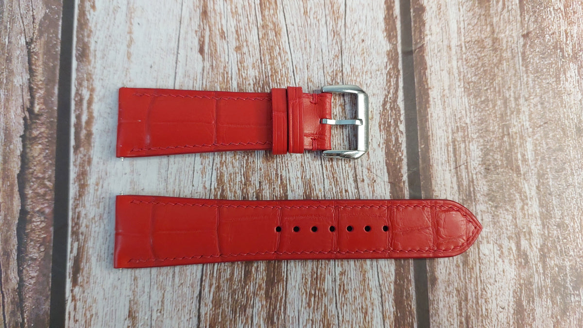 Red Full Grain Crocodile Leather Strap For Breitling Navitimer World C ...