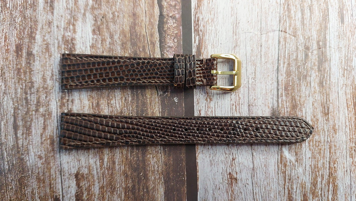 Dark Brown Full Grain Lizard Leather Strap For Concord Tank 1950s Watc ...