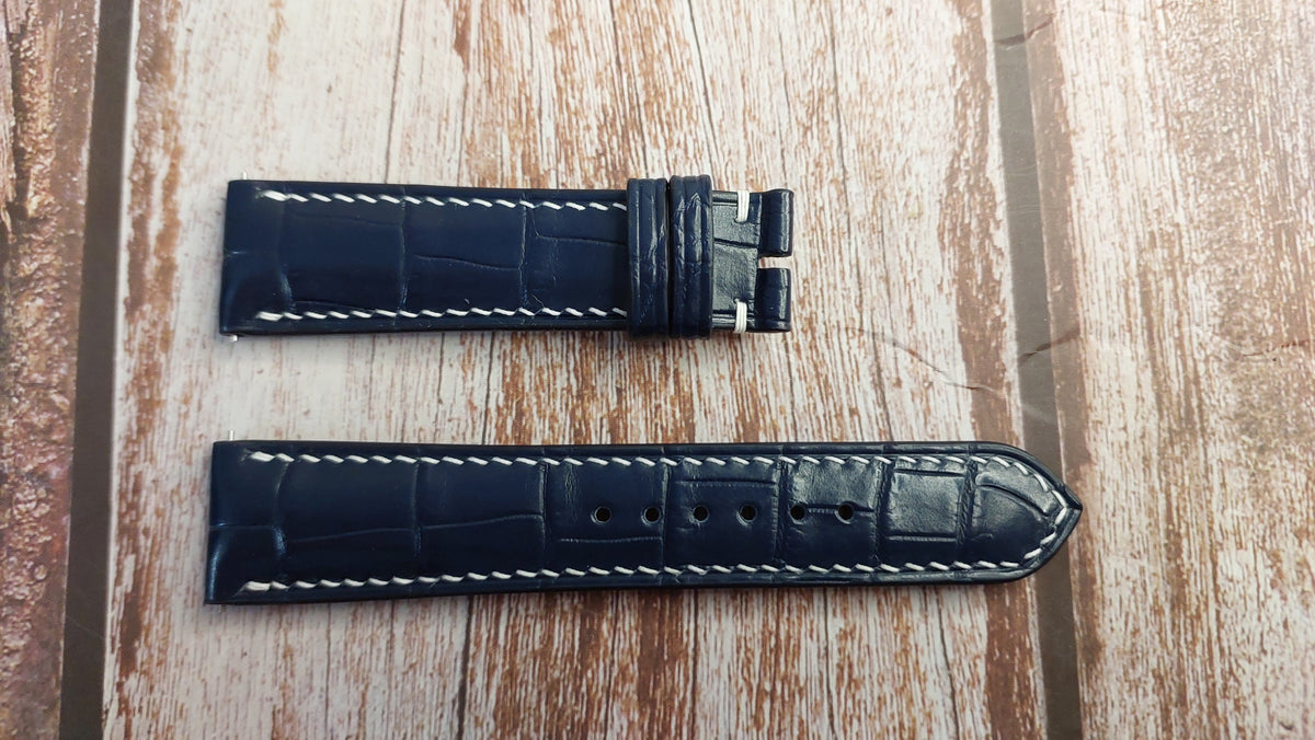 Dark Blue Full Grain Crocodile Leather Strap – VGreen
