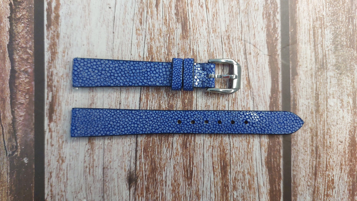 Blue Full Grain Stingray Leather Strap For Ladies Round Citizen 14mm m ...