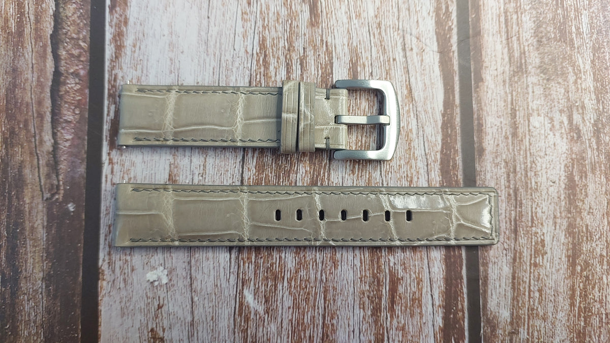 Gray Full Grain Crocodile Leather Strap For Omega Seamaster Watch – VGreen