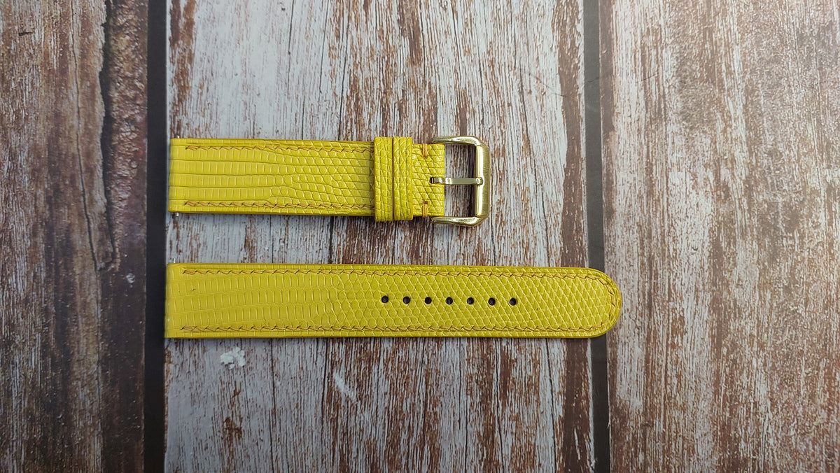 Yellow Full Grain Lizard Leather Strap – VGreen