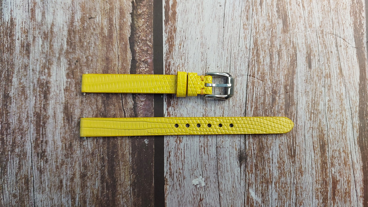 Yellow Full Grain Lizard Leather Strap – VGreen