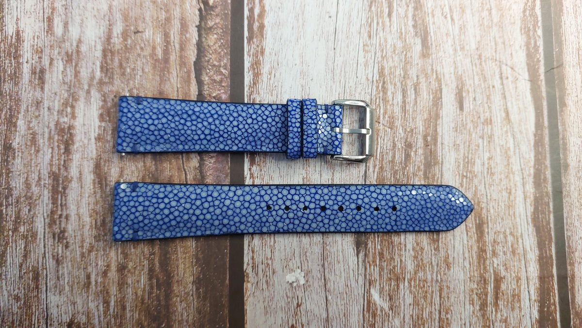 Blue Full Grain Stingray Leather Strap For Omega Seamaster Watch – VGreen