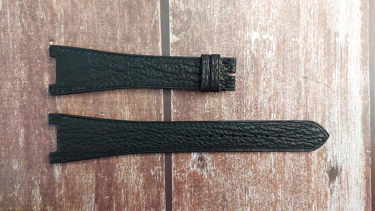 Black Sharkskin Leather Custom Notched Strap For IWC Ingenieur Watch ...