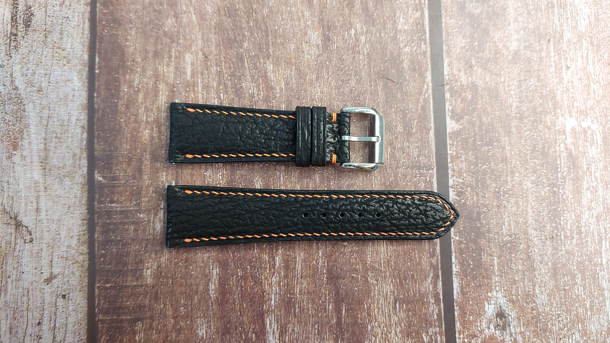 Black Full Grain Shark Skin Leather Strap For Ball Watch – VGreen