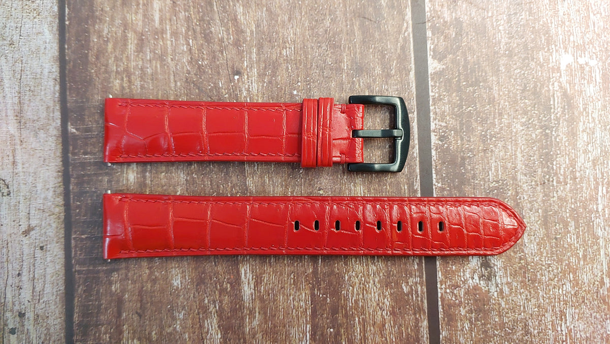 Red Full Grain Crocodile Leather Strap For Breitling Endurance Pro Wat ...
