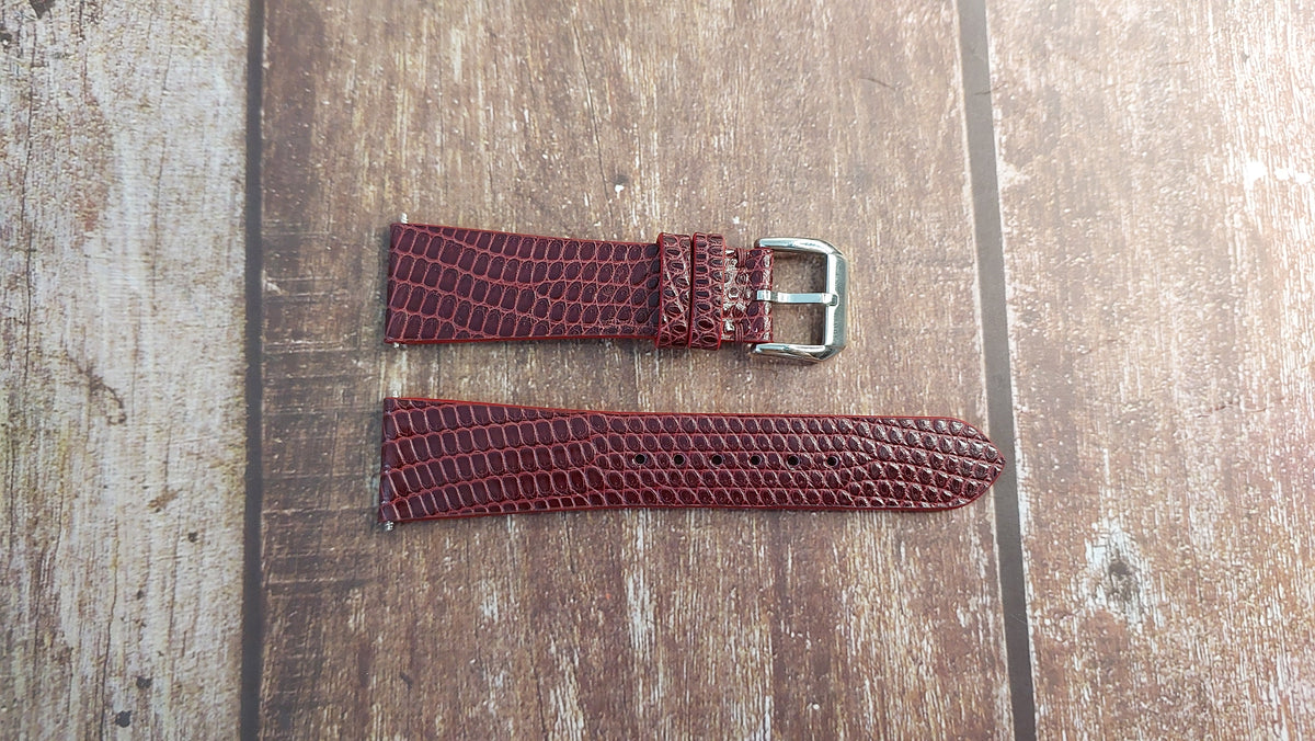 Red Full Grain Lizard Leather Strap For Rolex Day Date Watch – VGreen