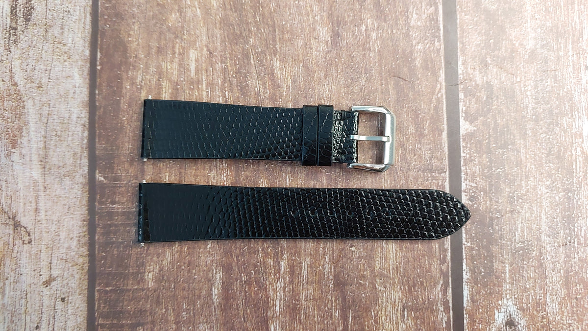 Black Full Grain Lizard Leather Strap – VGreen