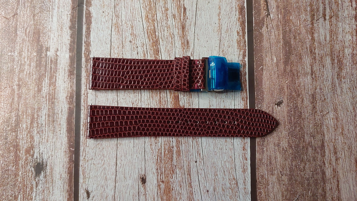 Red Full Grain Lizard Leather Strap For Hamilton Regulator H42615743 W ...