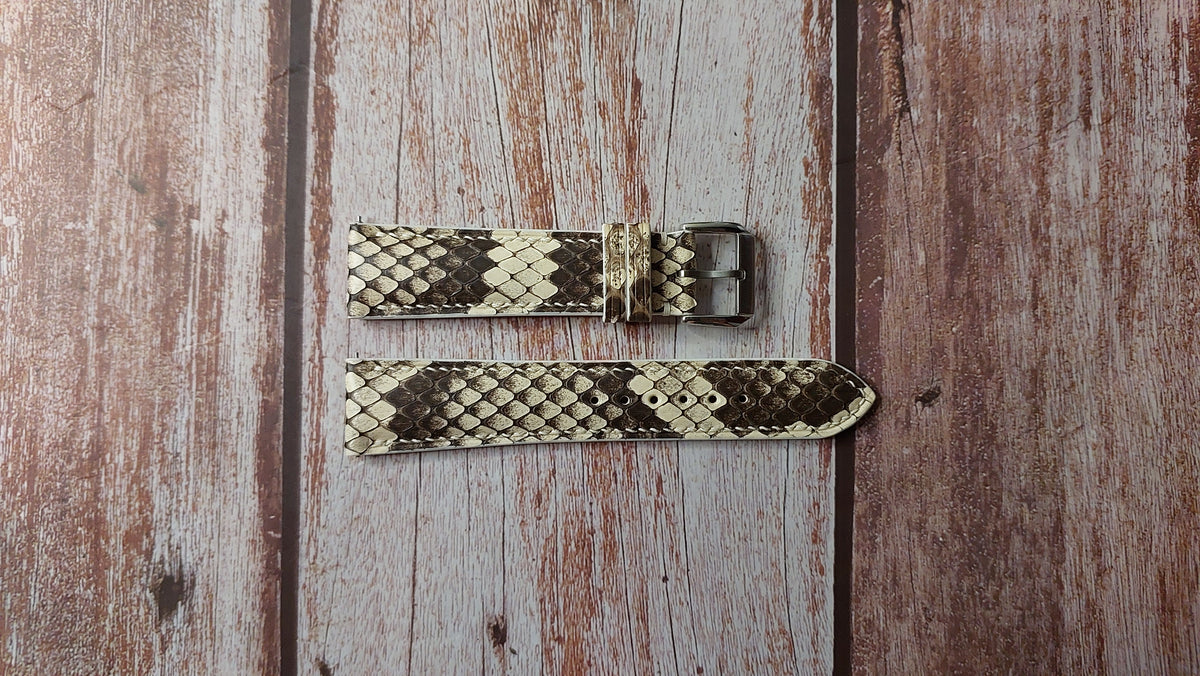 White Full Grain Snakeskin Leather Strap For Zenith chronmaster sport ...