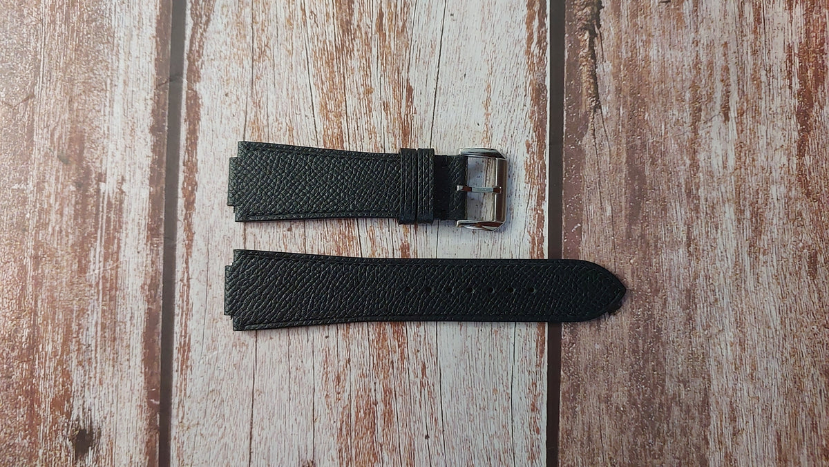 Black Epsom Leather Custom Notched Strap For Movado SE Watch – VGreen