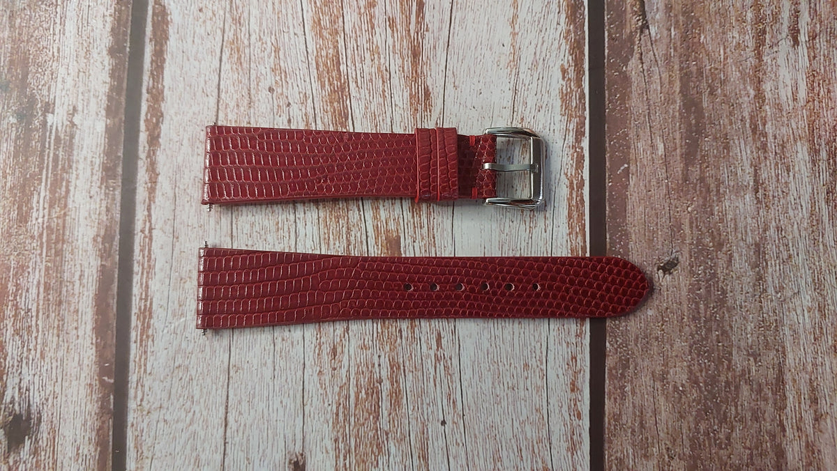 Red Full Grain Lizard Leather Strap – VGreen