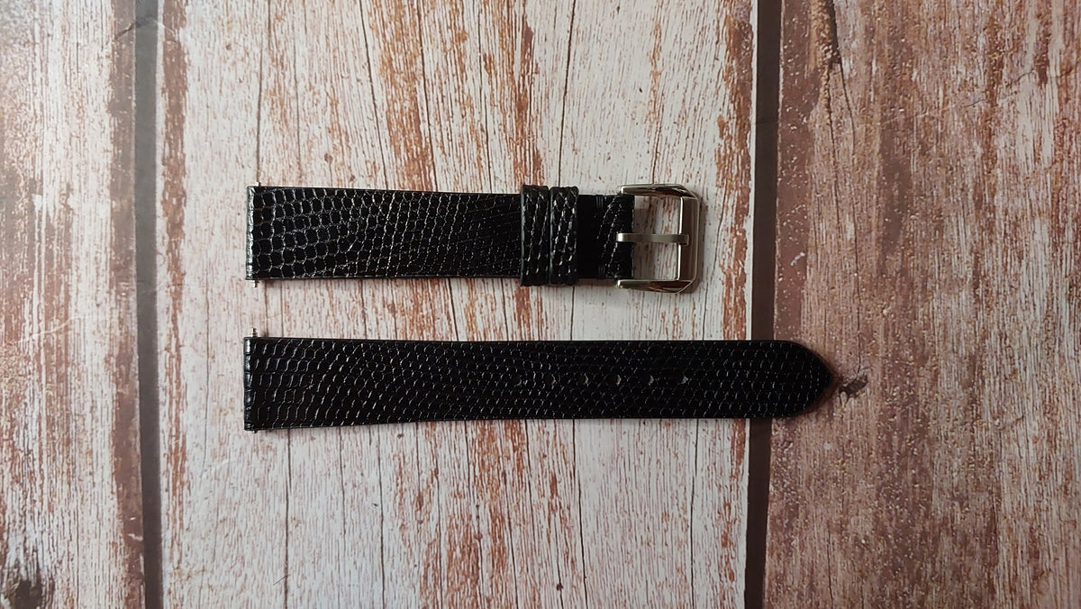Black Full Grain Lizard Leather Strap For Rolex Speedking Watch – VGreen
