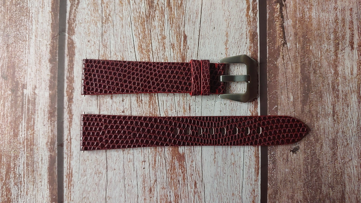 Red Full Grain Lizard Leather Strap – VGreen