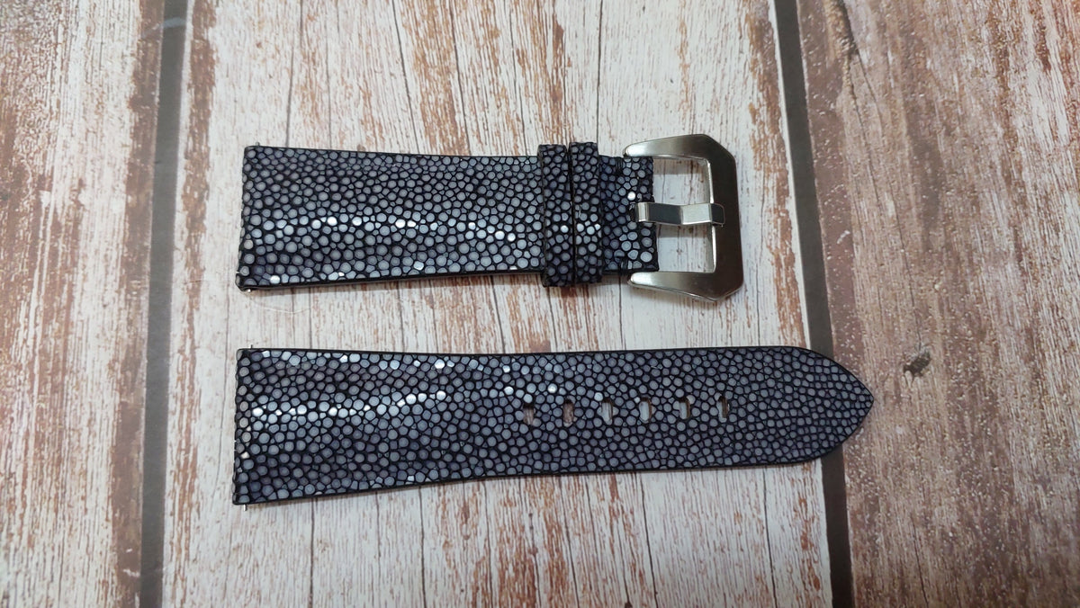 Black Full Grain Stingray Leather Strap For Panrai Submersible 47 mm W ...