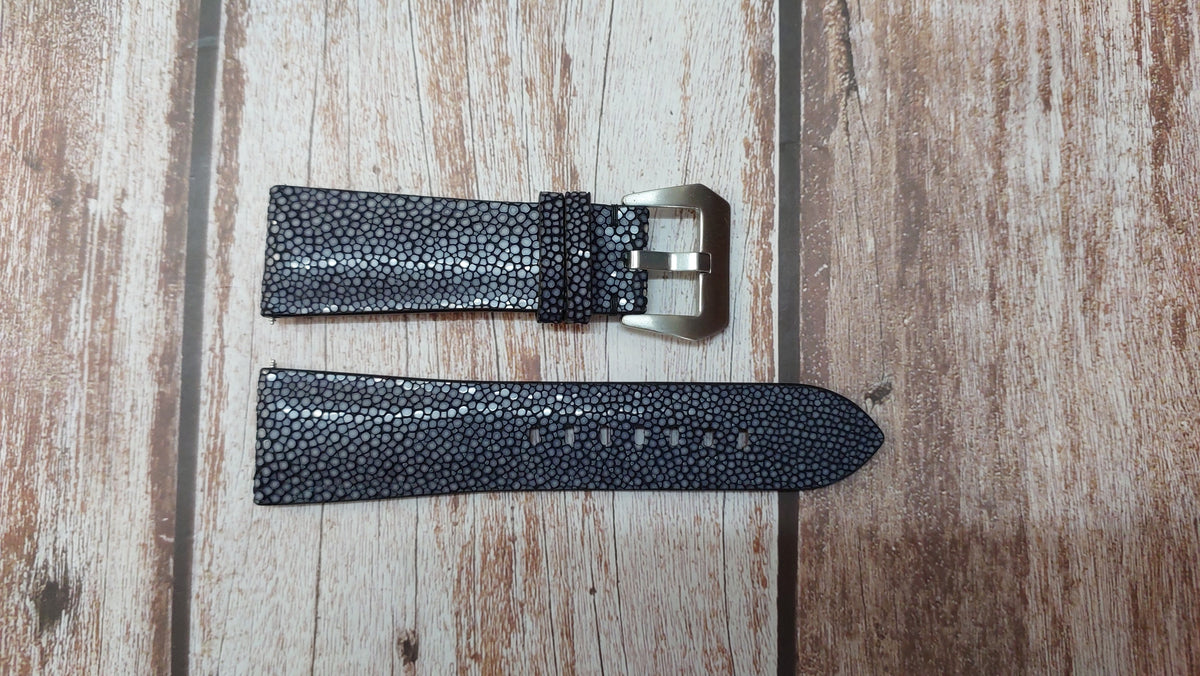 Black Full Grain Stingray Leather Strap For Panrai Submersible 47 mm W ...