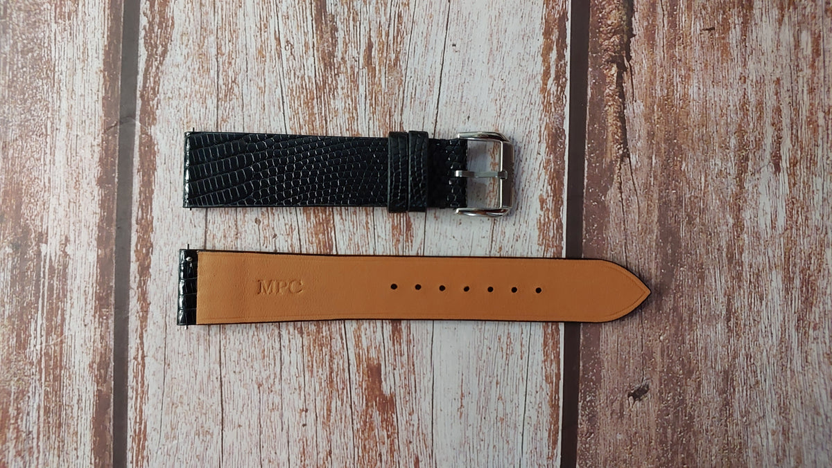 Black Full Grain Lizard Leather Strap – VGreen