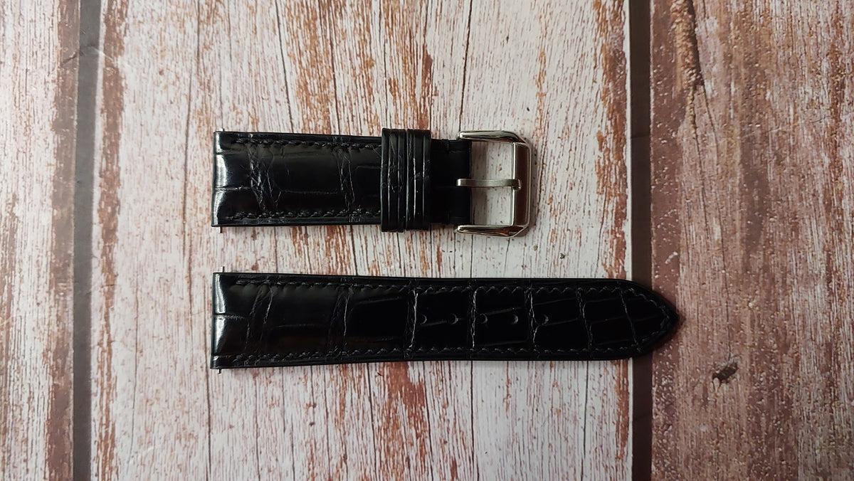 Black Full Grain Crocodile Leather Strap – VGreen