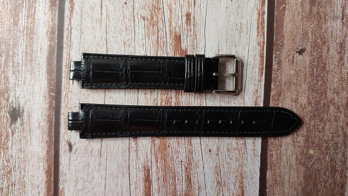 Black Crocodile Leather Custom Notched Strap For Clerc Icon 8 Watch ...