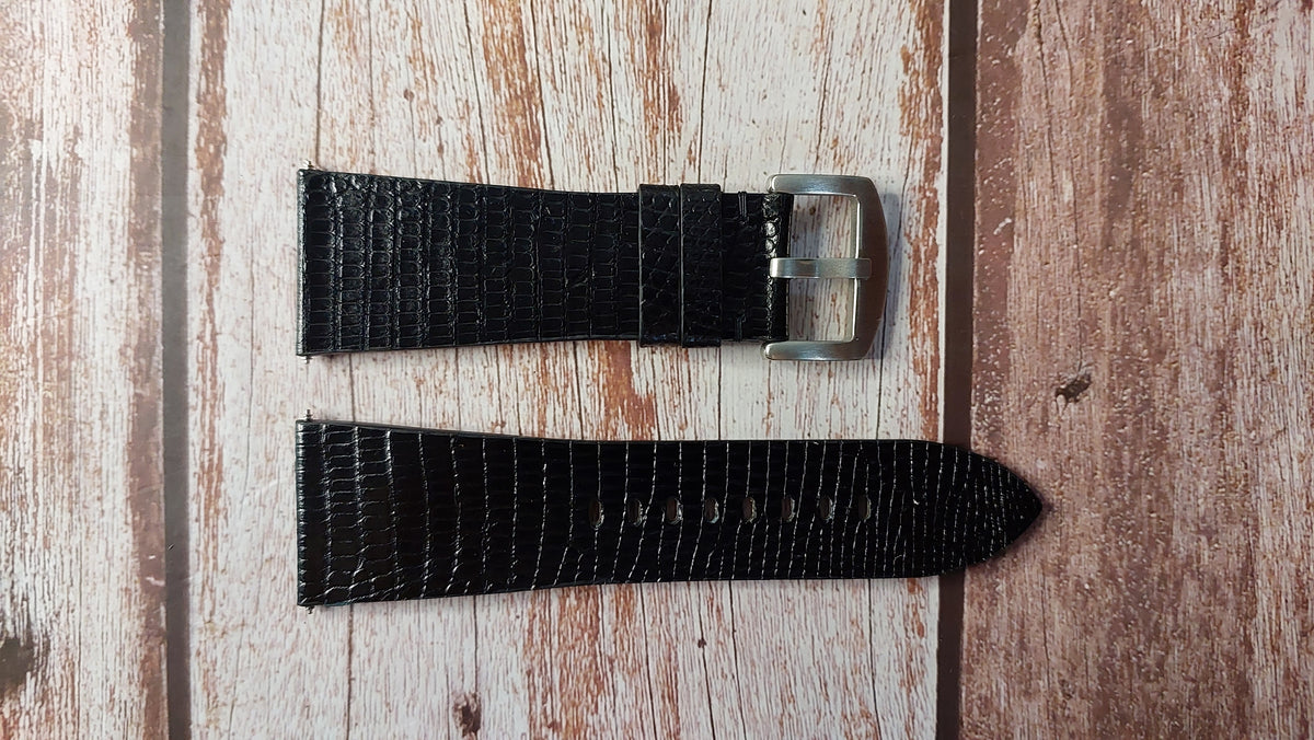 Black Full Grain Lizard Leather Strap – VGreen