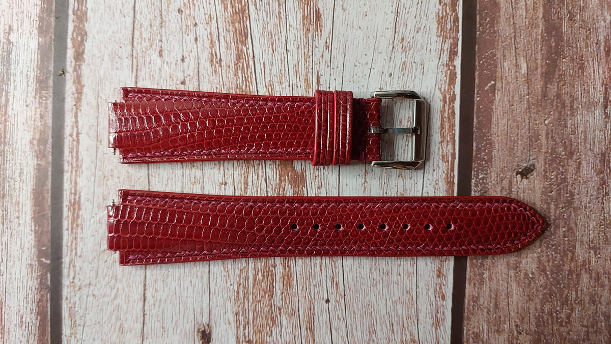 Red Lizard Leather Custom Notched Strap For Movado Watch – VGreen