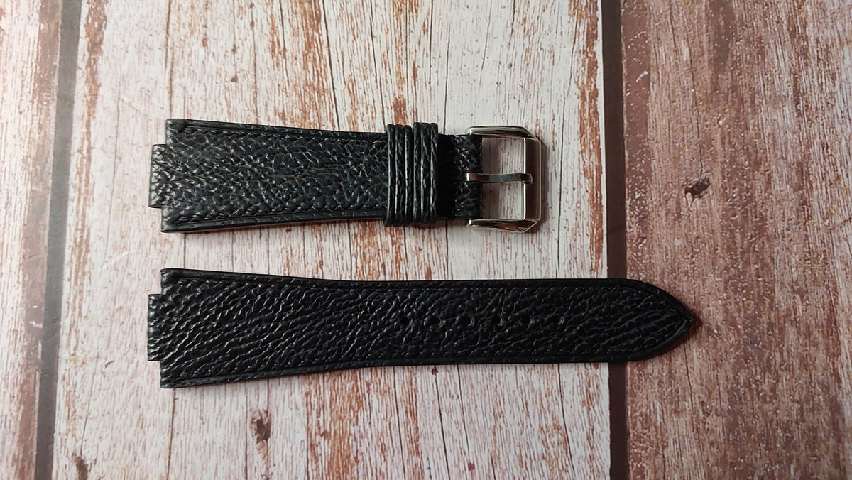Black Sharkskin Leather Custom Notched Strap For H992 H1 Watch – VGreen