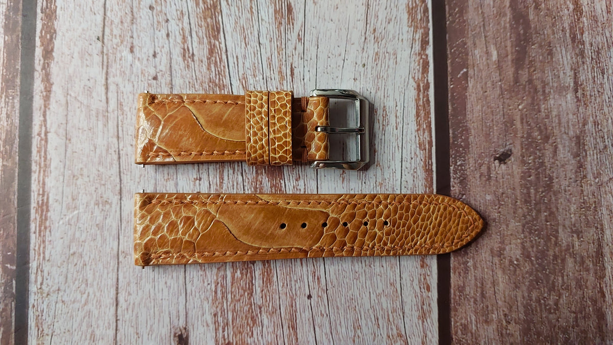 Light Brown Full Grain Ostrich Leg Leather Strap – VGreen