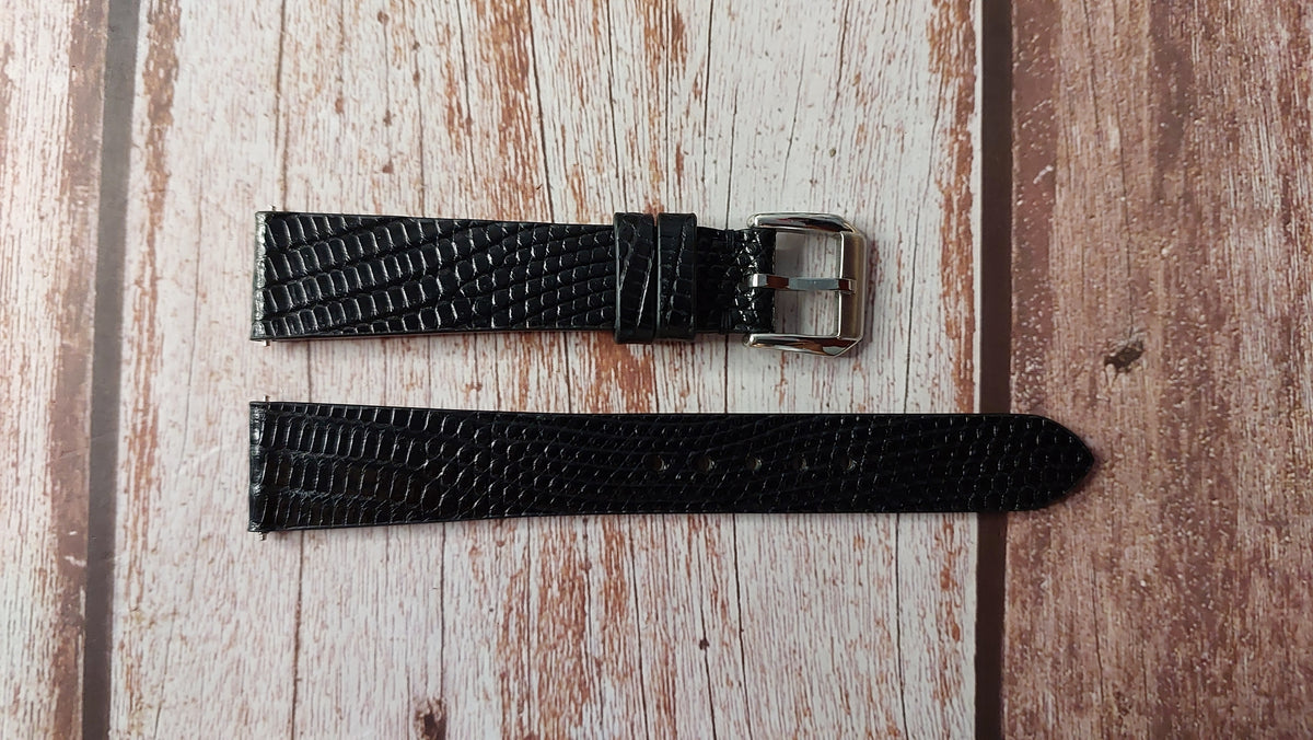 Black Full Grain Lizard Leather Strap – VGreen