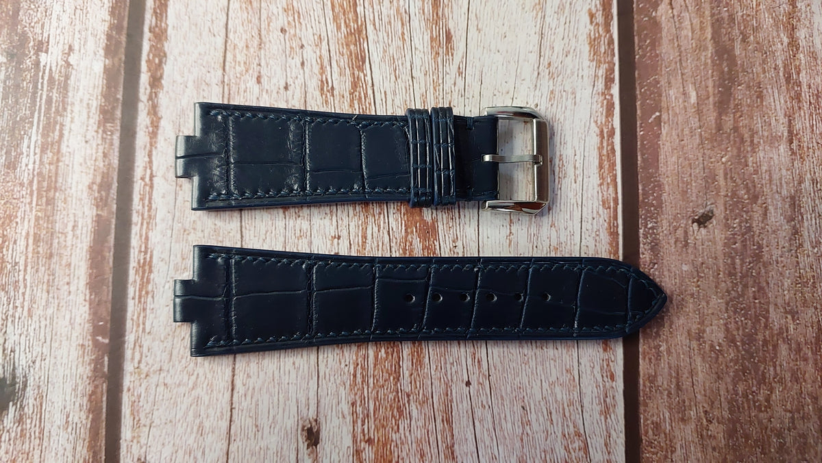 Navy Crocodile Leather Custom Notched Strap For Rado diastar Watch – VGreen