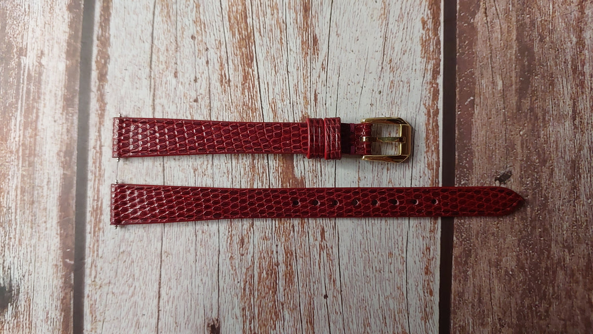 Red Full Grain Lizard Leather Strap For Cartier Watch – VGreen