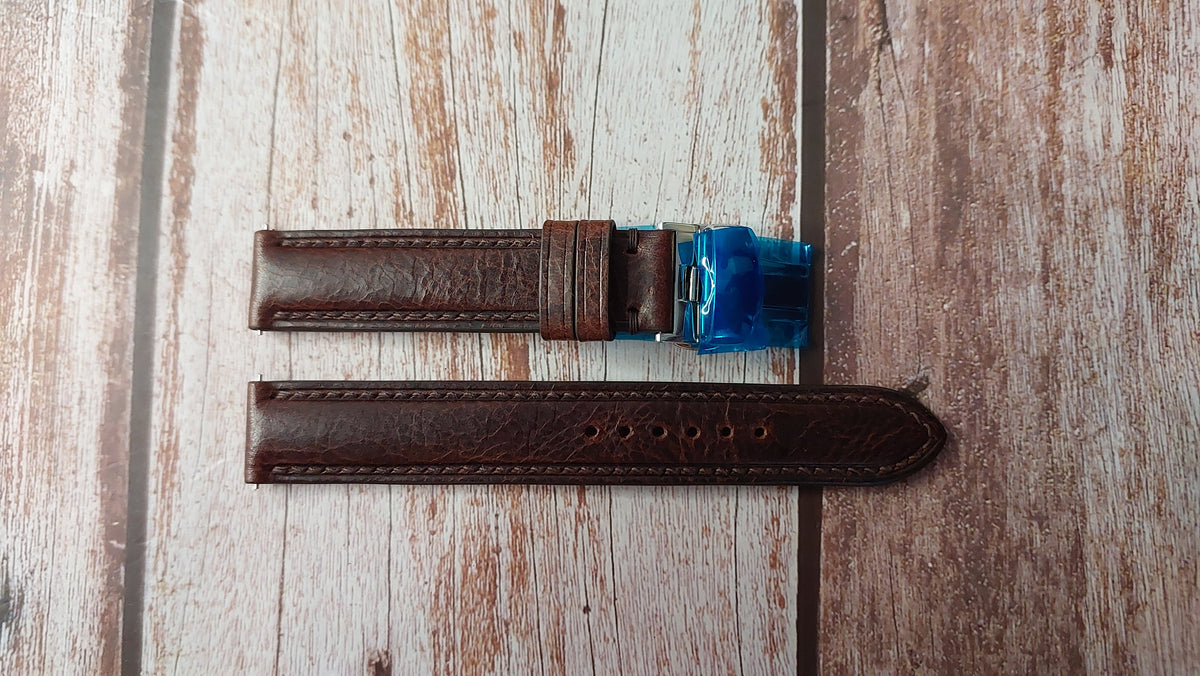 Dark Brown Badalassi Wax Leather Strap For Kuoe 'Old smiths' Watch – VGreen