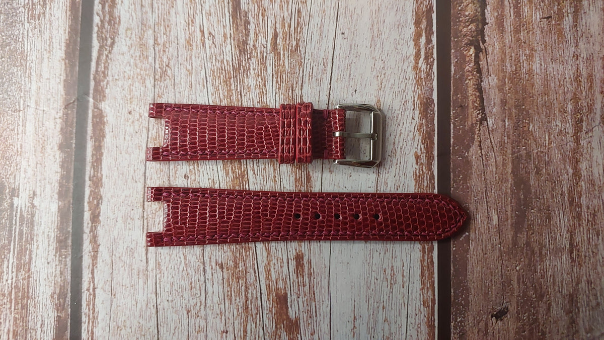 Red Lizard Leather Custom Notched Strap For TAG HEUER s/el Watch – VGreen