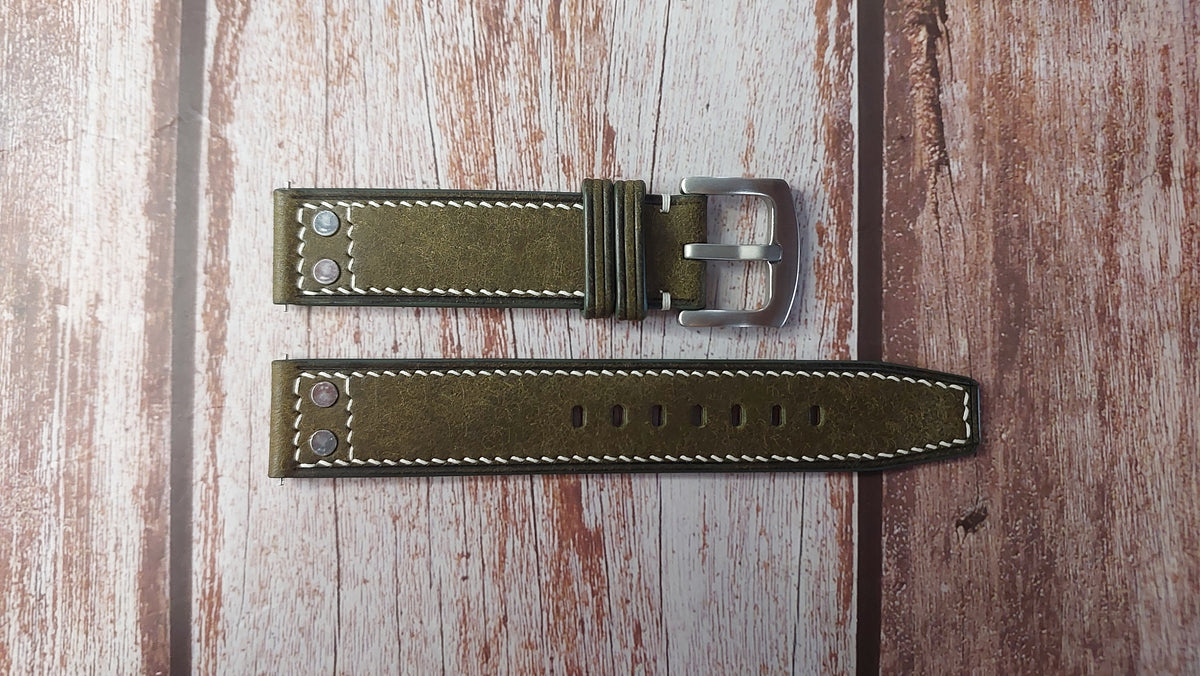 Dark Green Maya Leather Strap For Laco Flieger Watch – VGreen