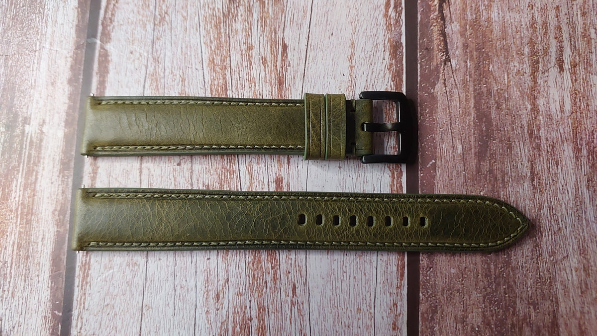 Olive Green Badalassi Wax Leather Strap For Citizen Pro-Master NightHa ...