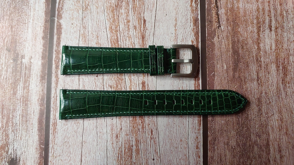 Green Full Grain Crocodile Leather Strap – VGreen