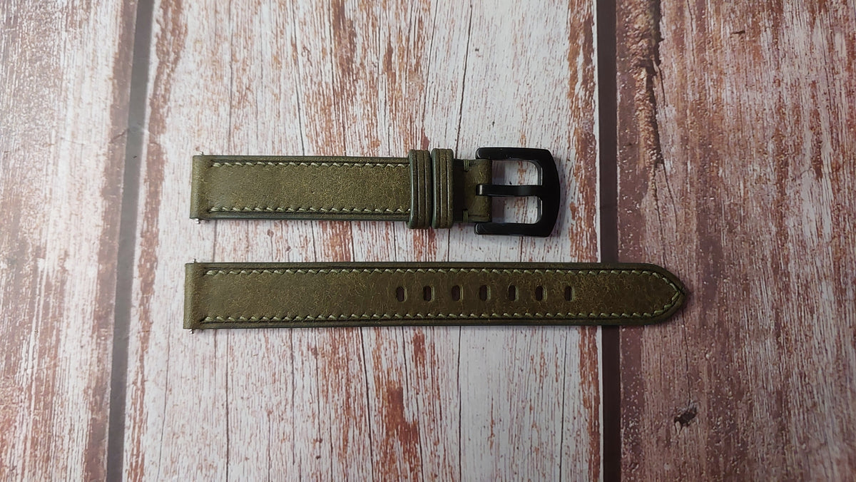 Dark Green Maya Leather Strap For Jaeger Lecoultre Memovox 35mm Watch ...