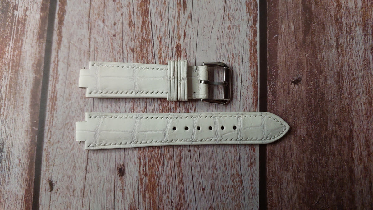 Sand White Crocodile Leather Custom Notched Strap – VGreen