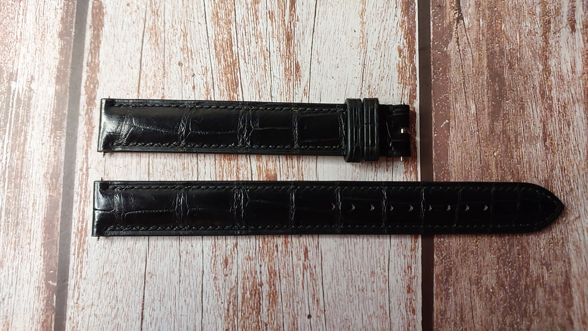 Black Full Grain Crocodile Leather Strap For Rolex Cellini Watch – VGreen
