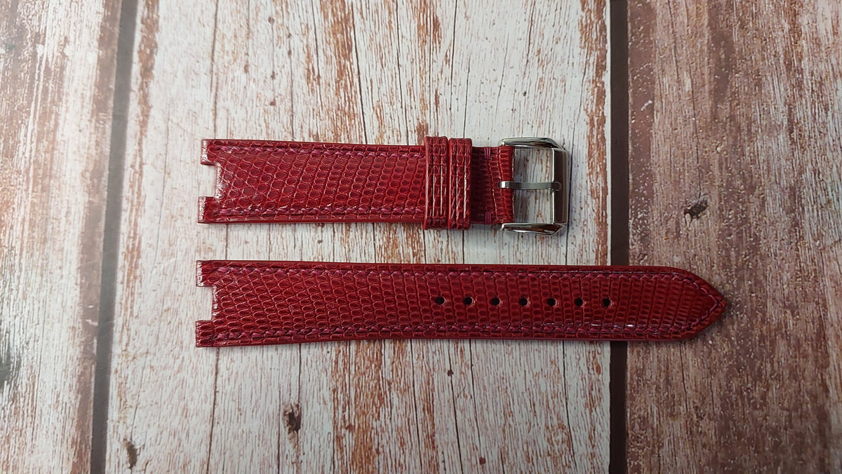 Red Full Grain Lizard Leather Strap – VGreen