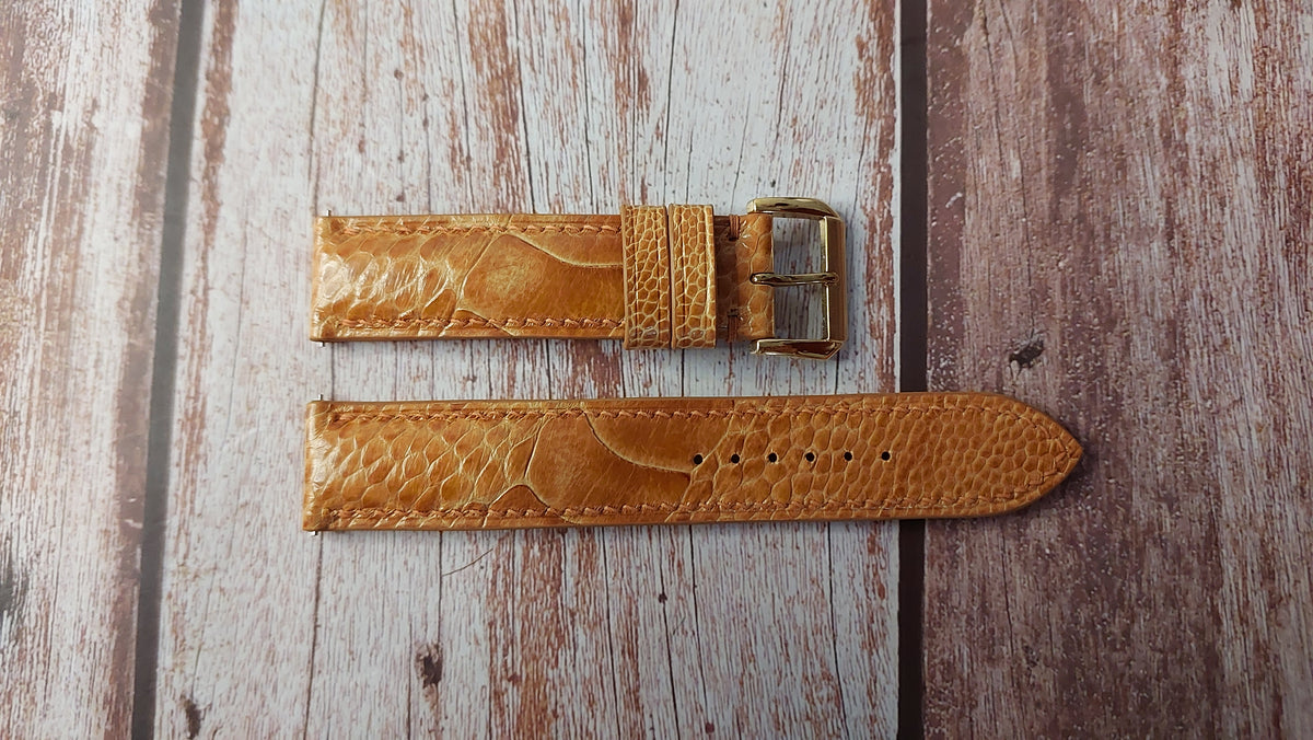 Light Brown Full Grain Ostrich Leg Leather Strap – VGreen