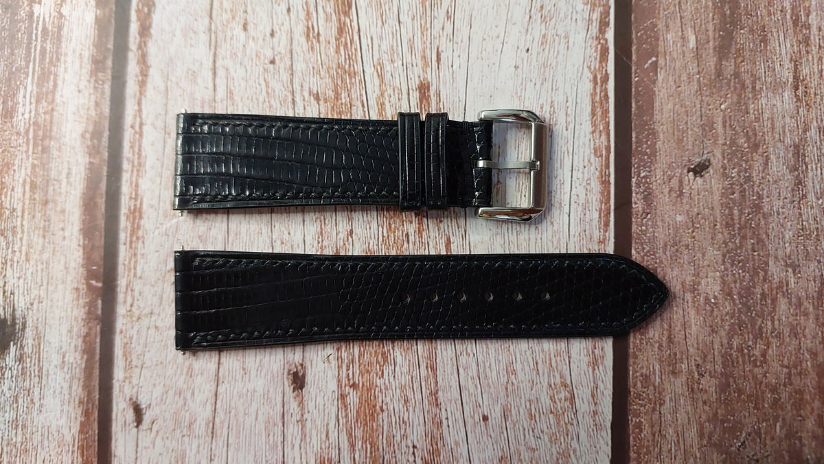 Black Full Grain Lizard Leather Strap – VGreen
